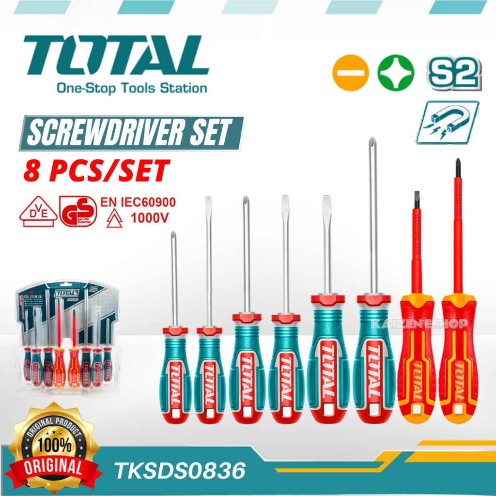 TOTAL TKSDS0836 Set Pemutar Skru 8 Keping | 8 Pcs Screwdriver Set ...
