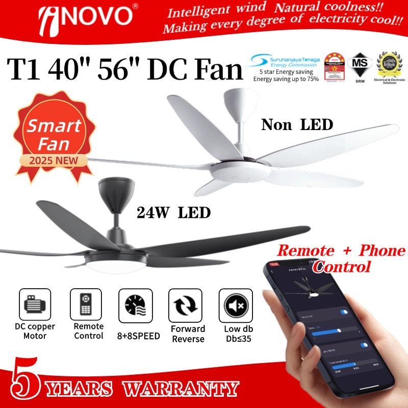 ♻75% Energy saving♻INOVO T1 40" 56" Ceiling fan with light Remote ...