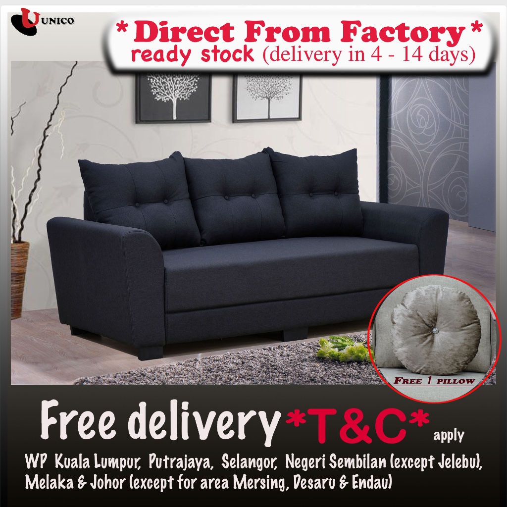 [fabric] UNICO CAROLINA 3-SEAT FABRIC SOFA | Shopee Malaysia