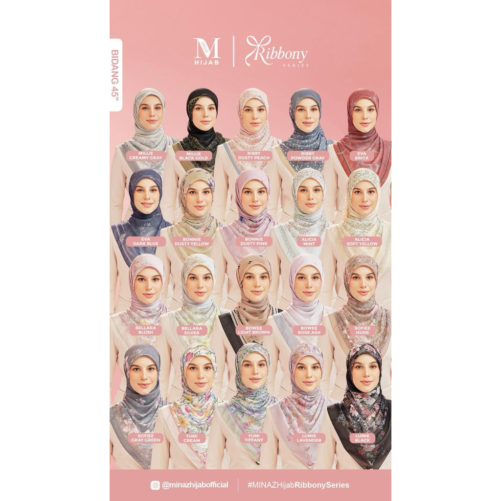 MINAZHIJAB 🎀 RIBBONY 🎀 SERIES ( FREE GIFT BROOCH MINAZ ) | Shopee Malaysia