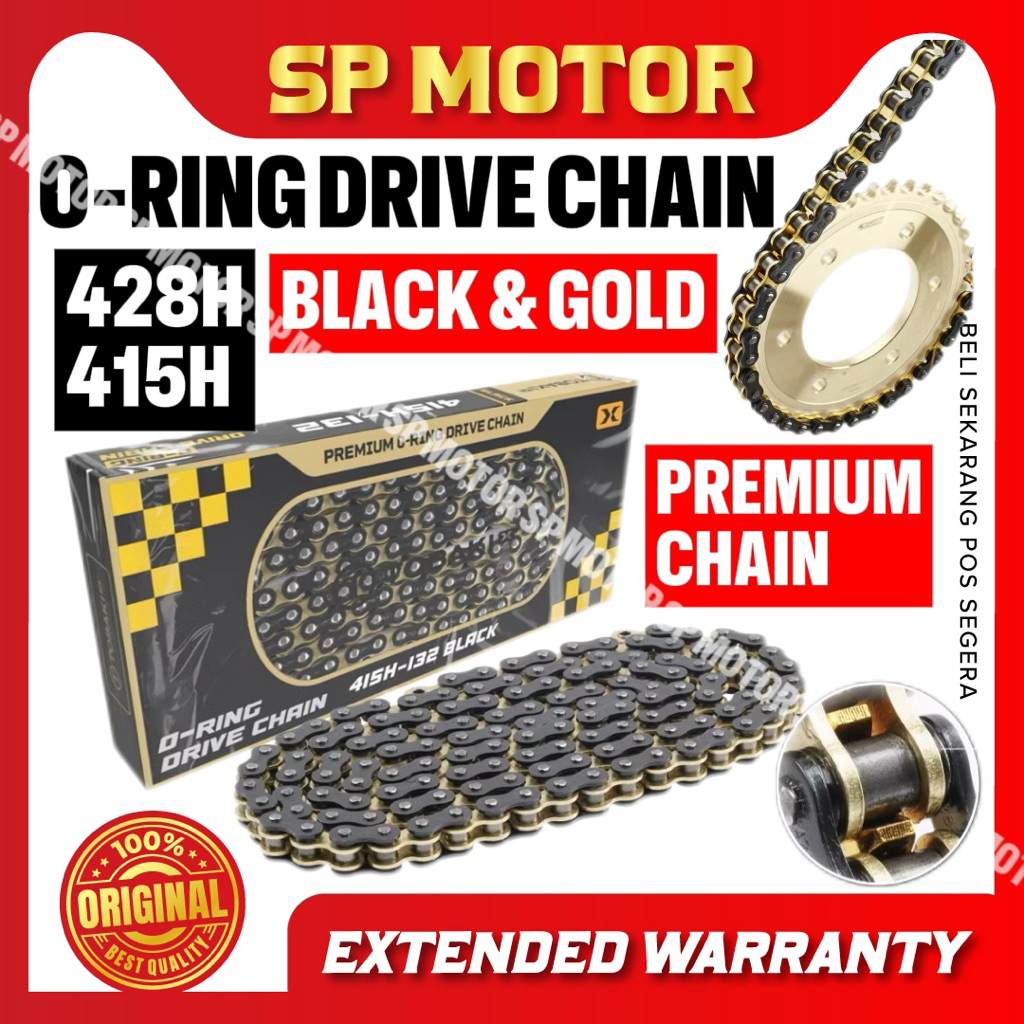 TOBAKI-X O-RING DRIVE CHAIN BLACK & GOLD RACING Chain Motor 415H 428H ...