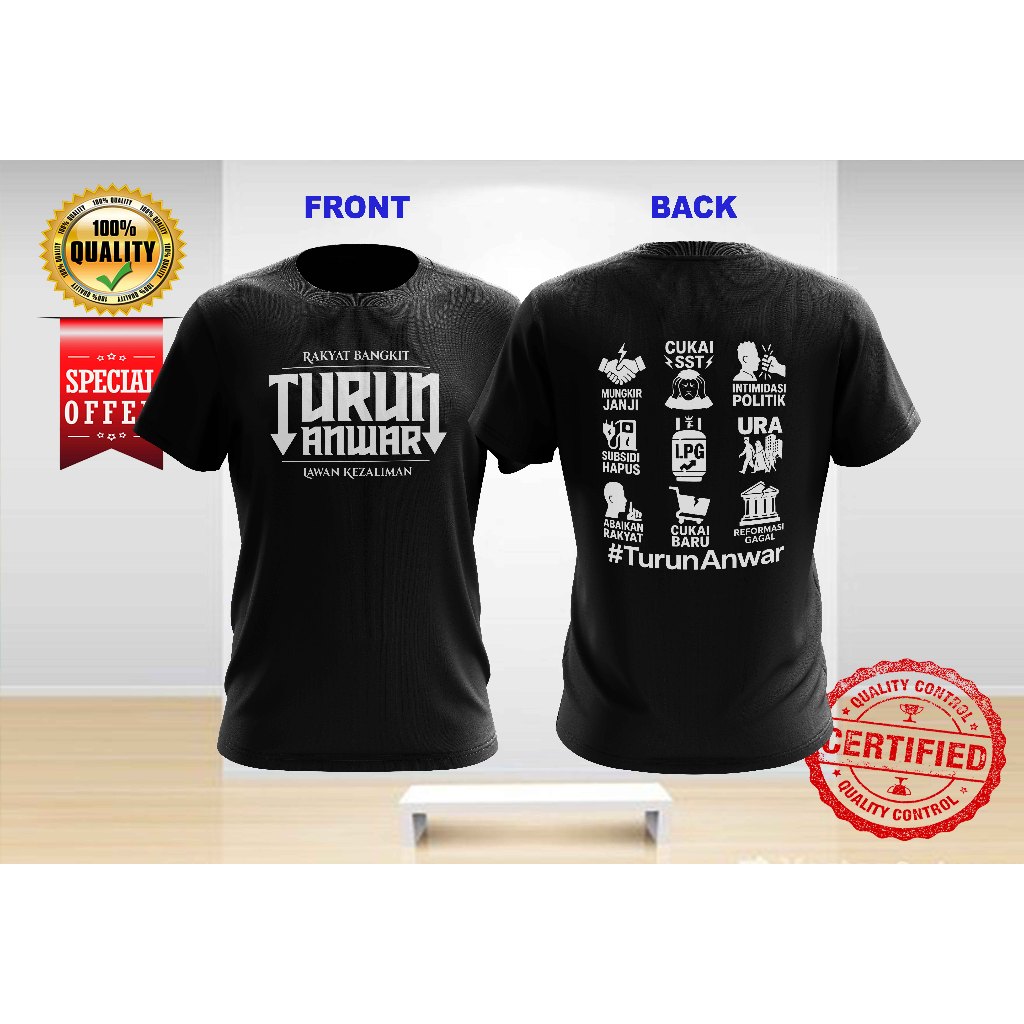 BAJU VIRAL RAKYAT BANGKIT TURUN ANWAR DESIGN 1 TSHIRT ROUND NECK FOR ...