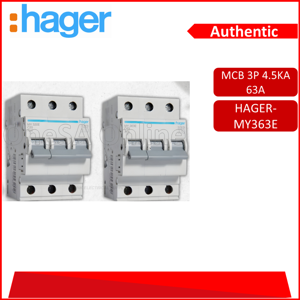 HAGER MCB 3P 4.5KA 63A C CURVE(HAGER-MY363E) | Shopee Malaysia
