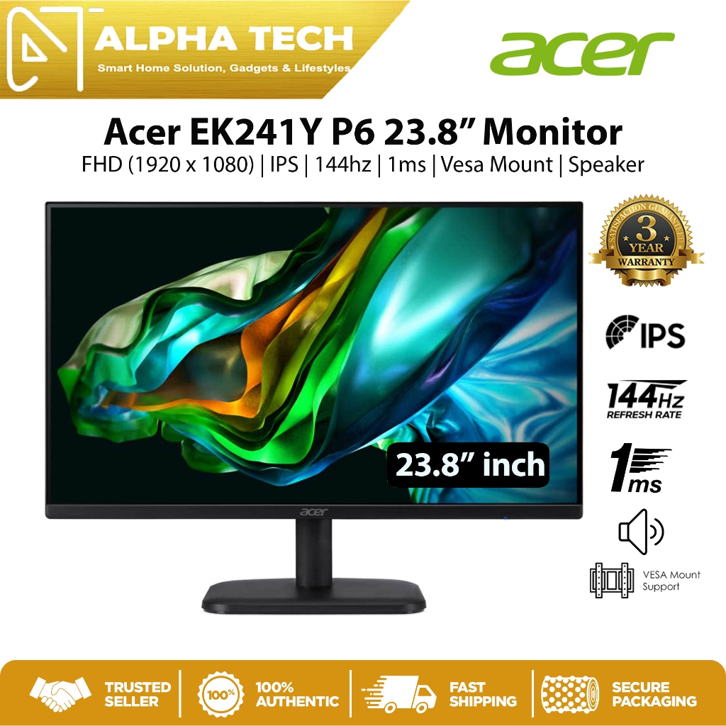 ACER EK241Y P6 23.8'' Monitor - FHD | IPS | 120Hz | 1ms | VGA+HDMI ...