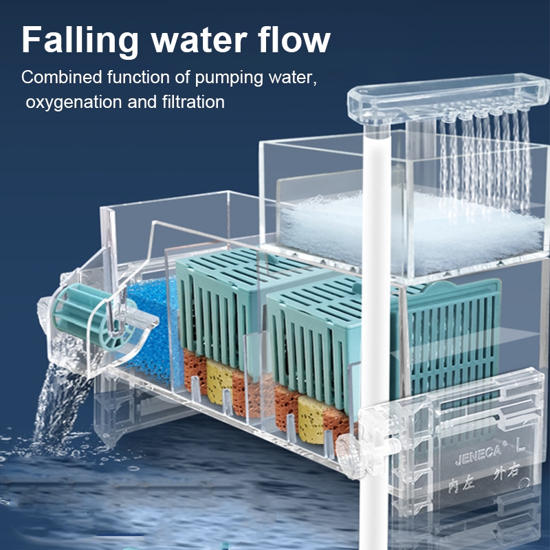 Fish Tank Waterfall Filter Box Wall Mounted Built-in Silent Circulating ...