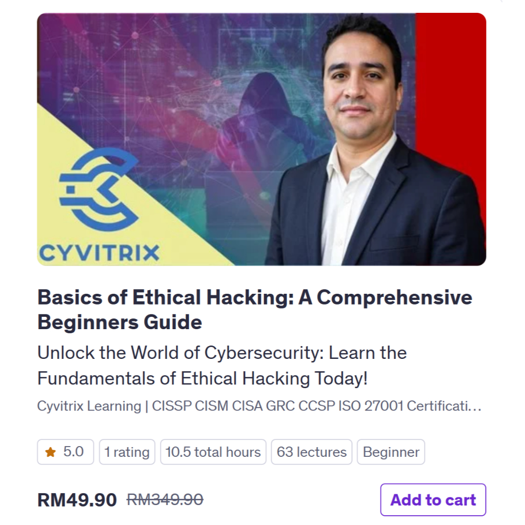 Video Course - Basics of Ethical Hacking: A Comprehensive Beginners Guide | Shopee Malaysia