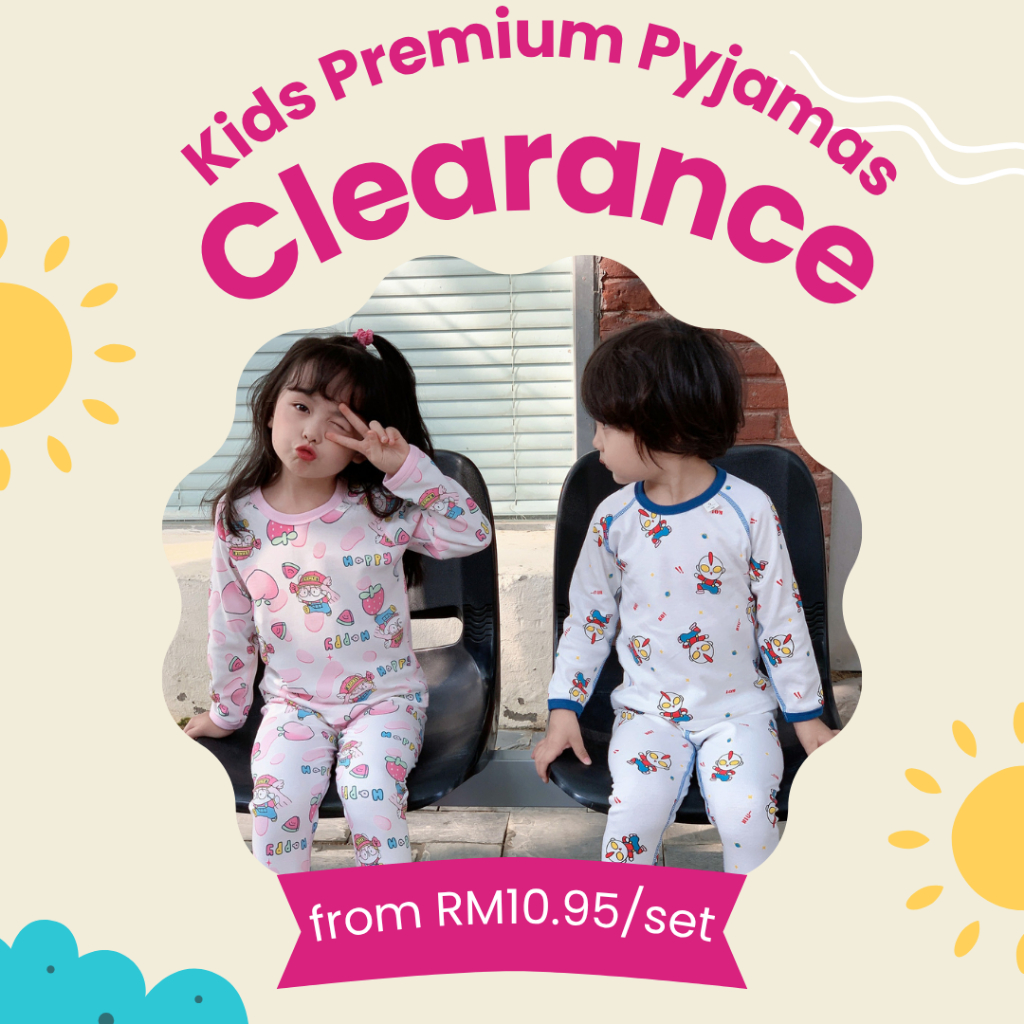 Clearance Sale 100% Premium Cotton Pyjamas Pajamas Kids Baju Tidur ...