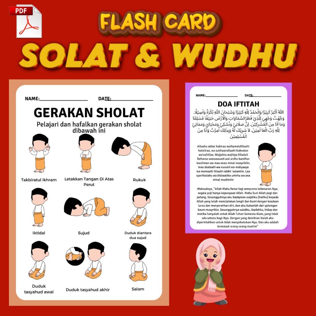 [PDF] Flashcard Solat Dan Wudhu Belajar Solat Untuk Anak Kecil | Shopee ...