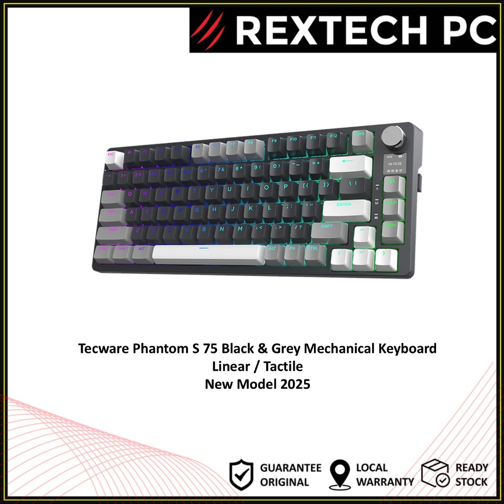 Tecware Phantom S 75 Black & Grey Tri-mode Wired & Wireless Mechanical ...