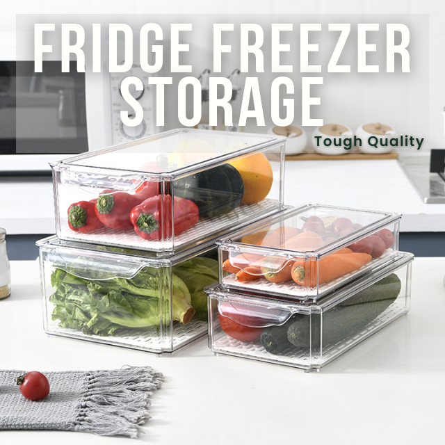 Multi Size Stackable Freezer Storage Organizer with drawer Food Storage ...