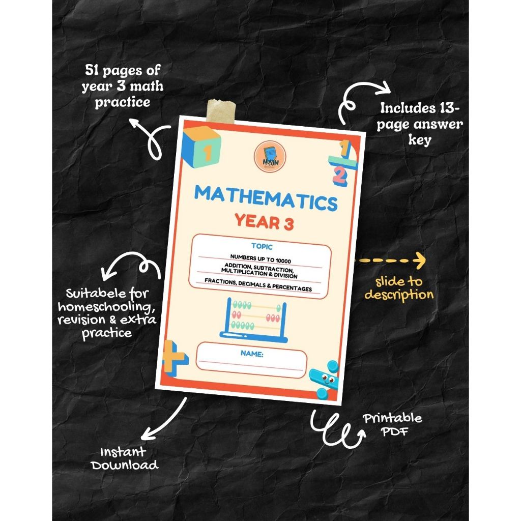 [Digital PDF] Year 3 Math Worksheet (KPM Aligned) – 51 Pages + Answer ...