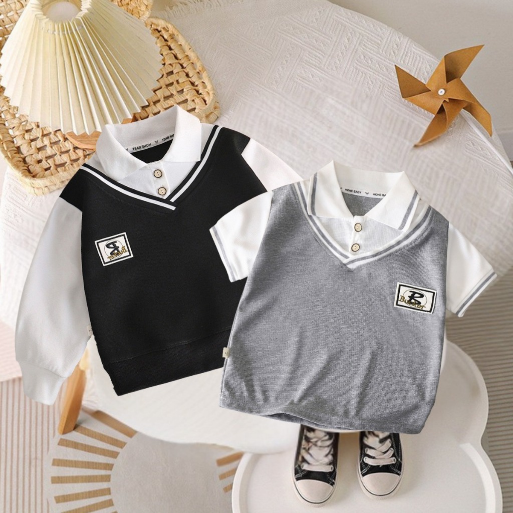 Baju Baby Boy 1-9Y Kids Clothes Boy British Style One Piece Collar ...