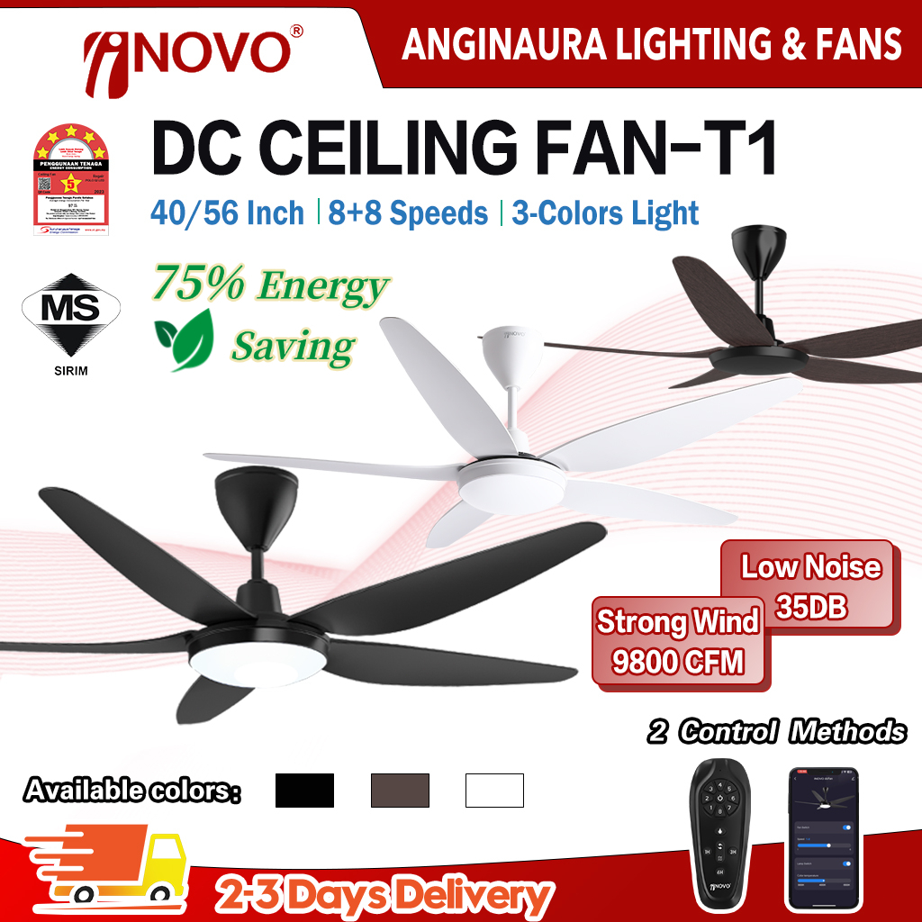 🔥INOVO T1 DC Motor Silent Ceiling Fan with Light RF-Remote Control ...