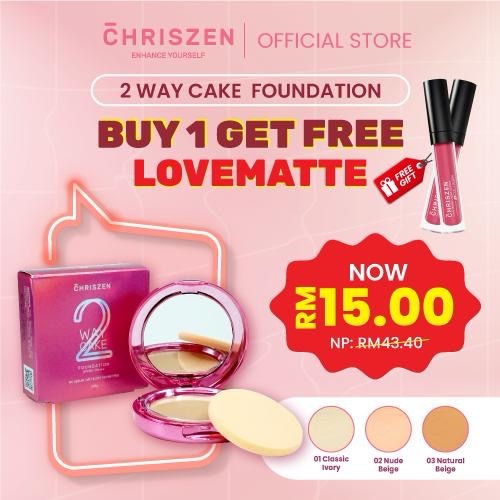 (COD) 7 July Chriszen 2 Way Cake Foundation SPF30/PA+++ | Shopee Malaysia