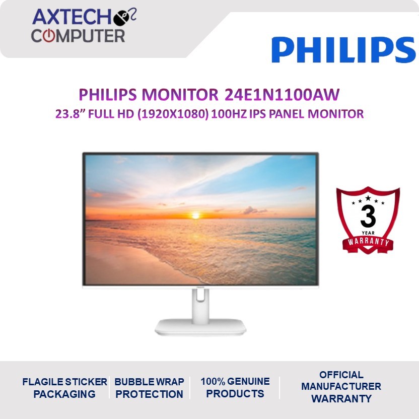 Philips 24E1N1100AW/69 23.8" FHD 100Hz IPS Monitor White ( HDMI, VGA, 3 ...