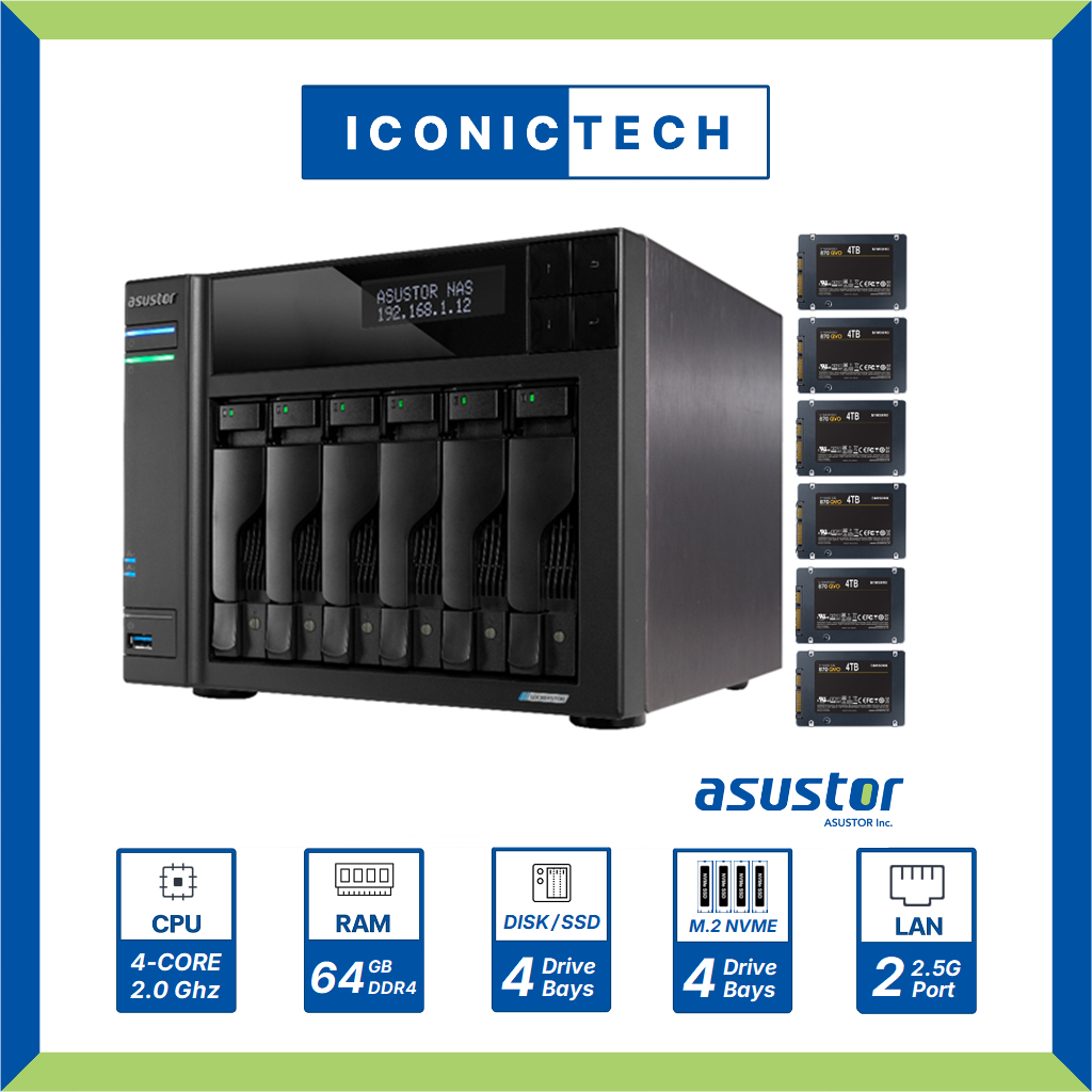 WhatsApp0193710000 ASUSTOR LOCKERSTOR 6 Gen 2 (AS6706T) 64GB 6-Bay Nas ...