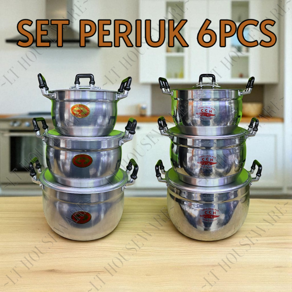 SET PERIUK 6 BIJI THAILAND / PERIUK DUA TELINGA ALUMINIUM / RICE POT ...
