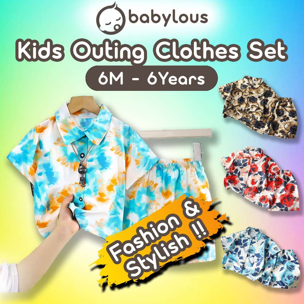 BABYLOUS Baju Baby Boy Baju Budak Lelaki Lengan Pendek Set Baju Outing ...