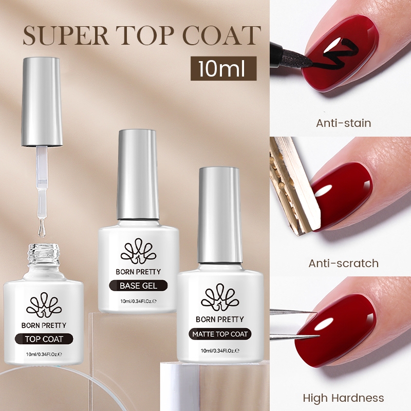 Born Pretty 10ml Nail Gel Polish Function gel No Wipe Top Coat Base Top Coat Set Polish LED Soak ...