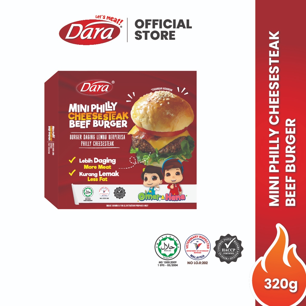 Dara Mini Burger x Omar & Hana Mini Philly Cheesesteak Beef Burger 320g (8 x 40g) | Kids Mini ...