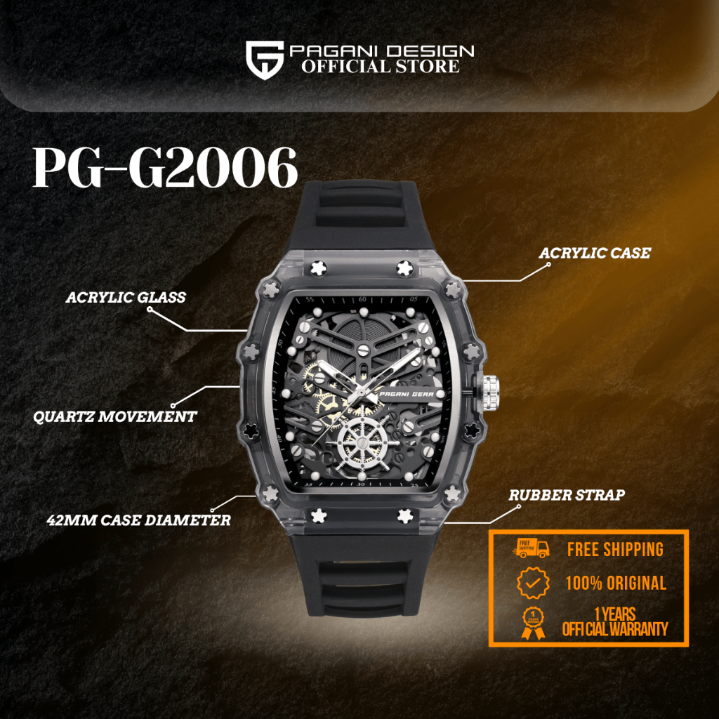 [MERDEKA SALES BUY 1 FREE 1]Pagani Gear Jam Tangan Lelaki Men's Rubber ...