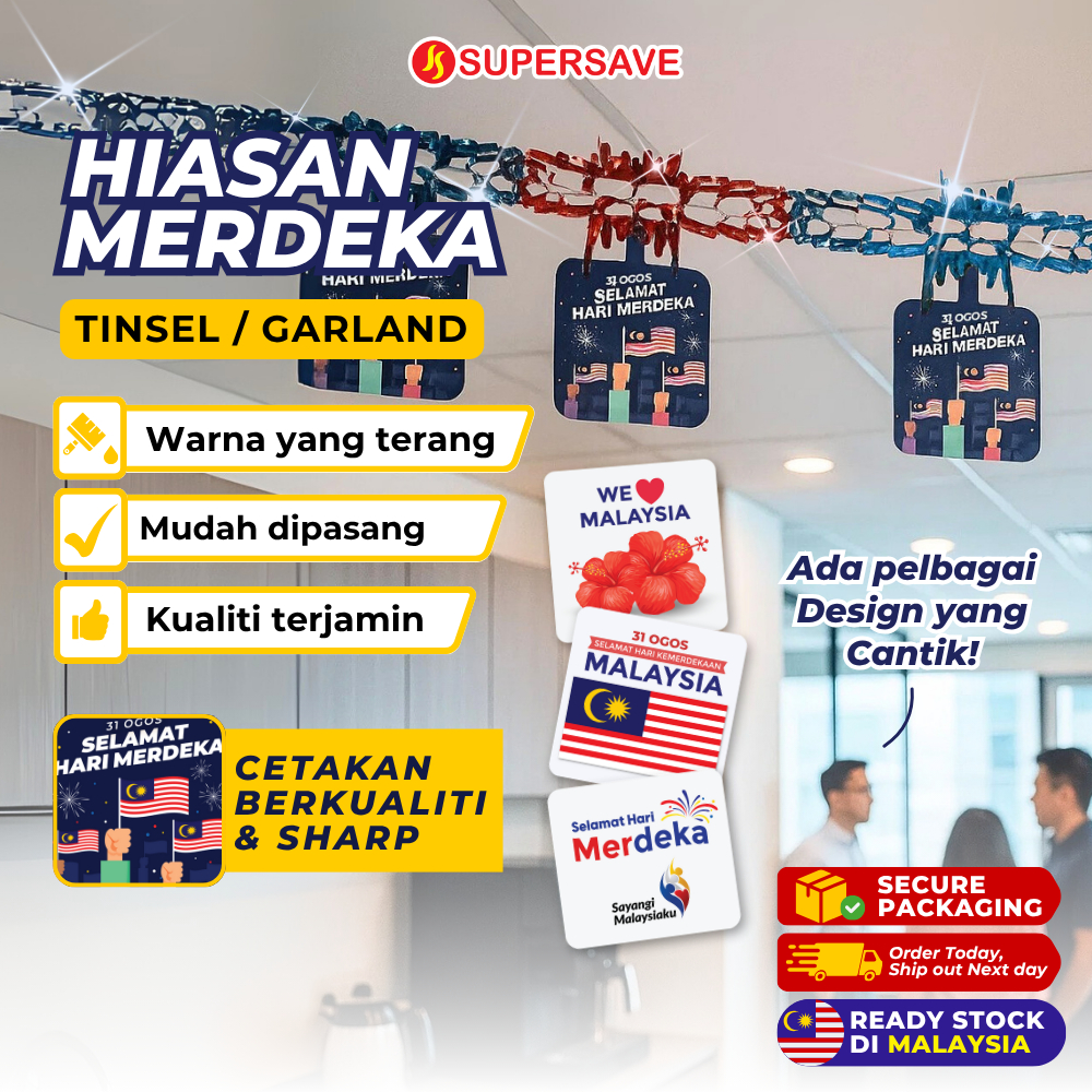 SUPERSAVE Hiasan Merdeka 7Kaki / 2M Tinsel Ceiling Deco Flag Merdeka ...