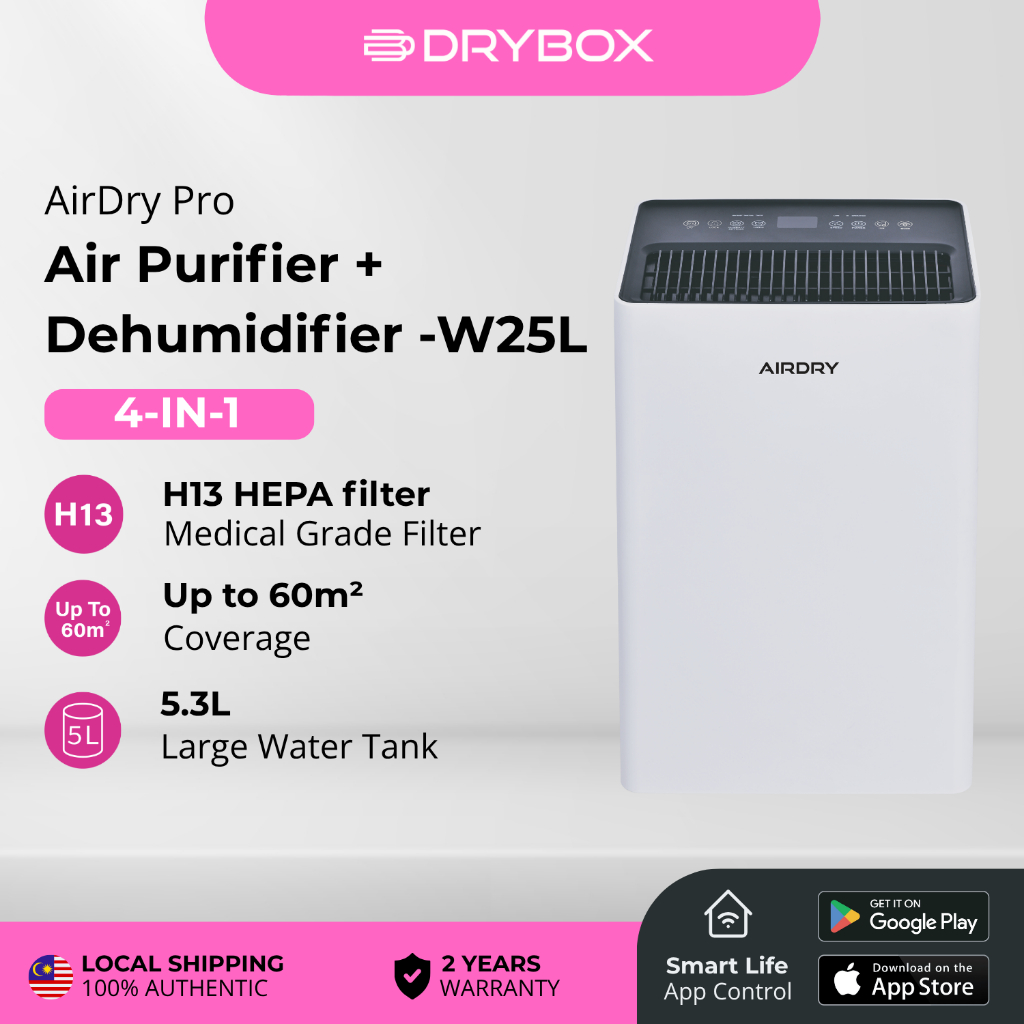 AIRDRY Smart Pro 25L 4-in-1 Dehumidifier + Air Purifier | Shopee Malaysia