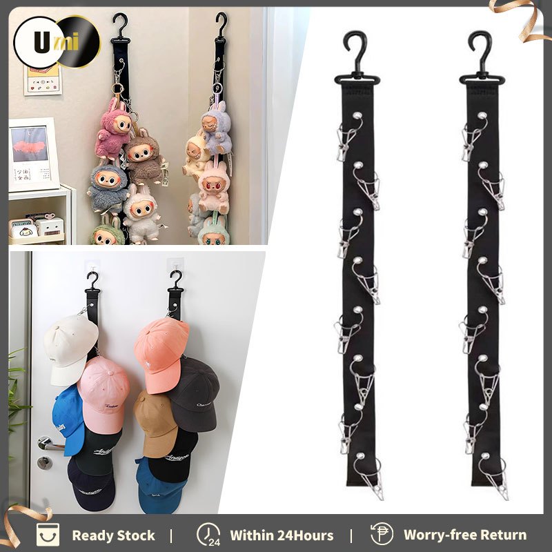 2Pcs Nylon Straps Cap Rack with 8 Clips Baseball Cap Storage Stand ...