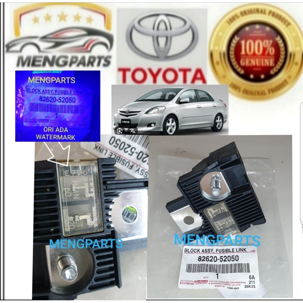 💯ORIGINAL TOYOTA VIOS NCP93 2008Y-2013Y BATTERY MAIN FUSE ATTACK MAIN ...