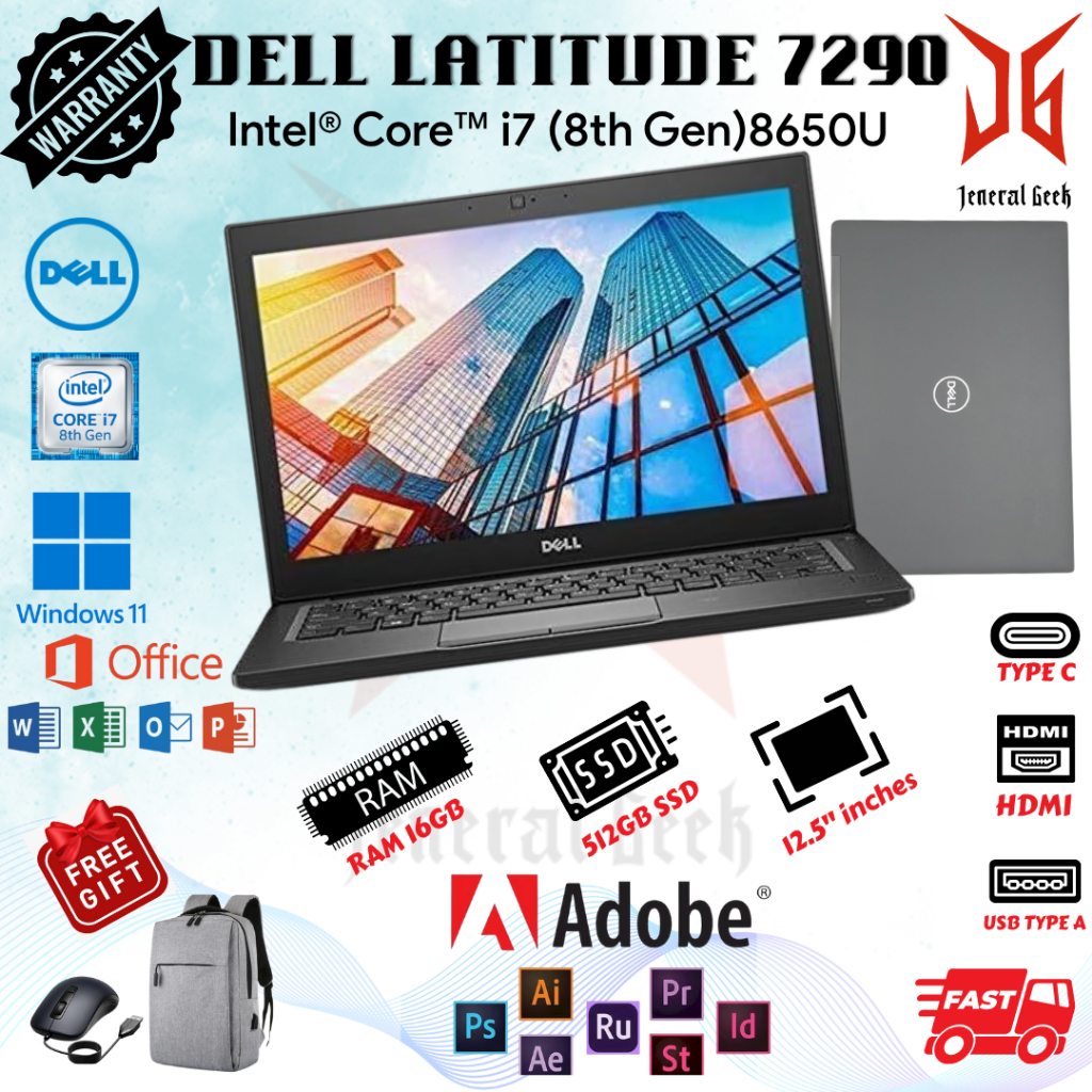 Dell Latitude 7290 Core i7 8th Gen 16GBRAM/512GB SSD/12.5"HD Display ...