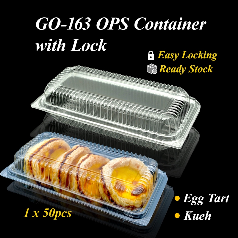 GO-163 OPS Container with Lock Bekas Kuih Clear OPS Container Cake ...