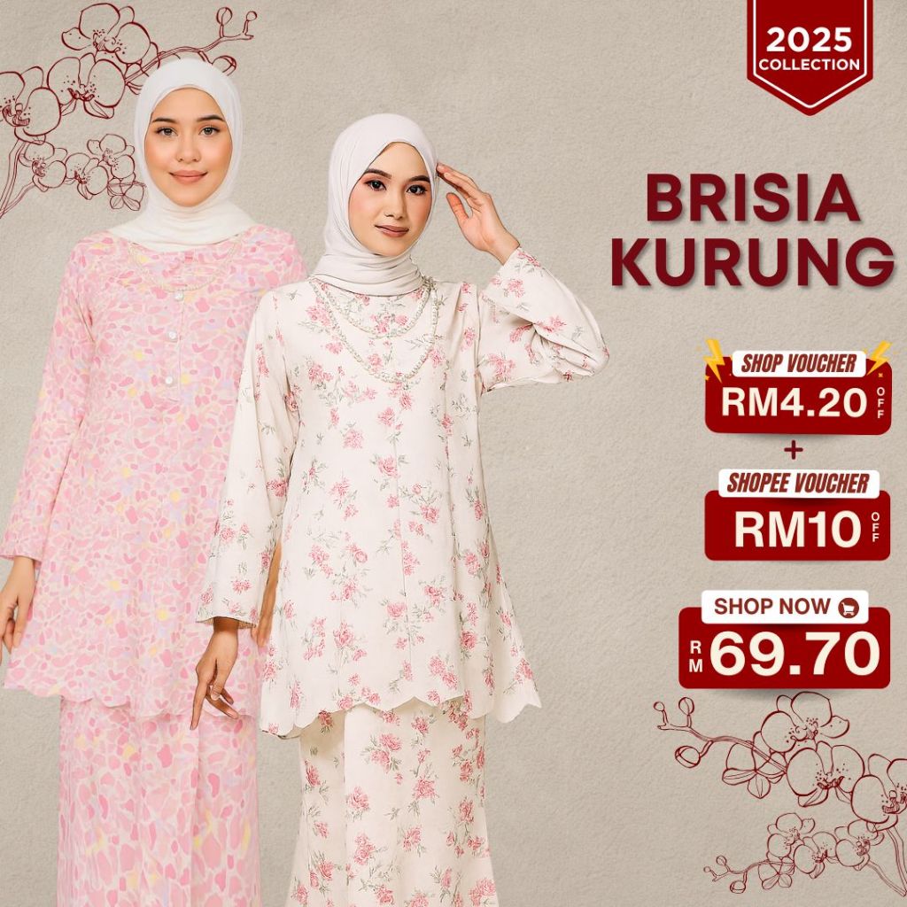 Zoe Arisah Brisia Kurung Scallop Baju RAYA 2025 Set Bercorak Muslimah ...