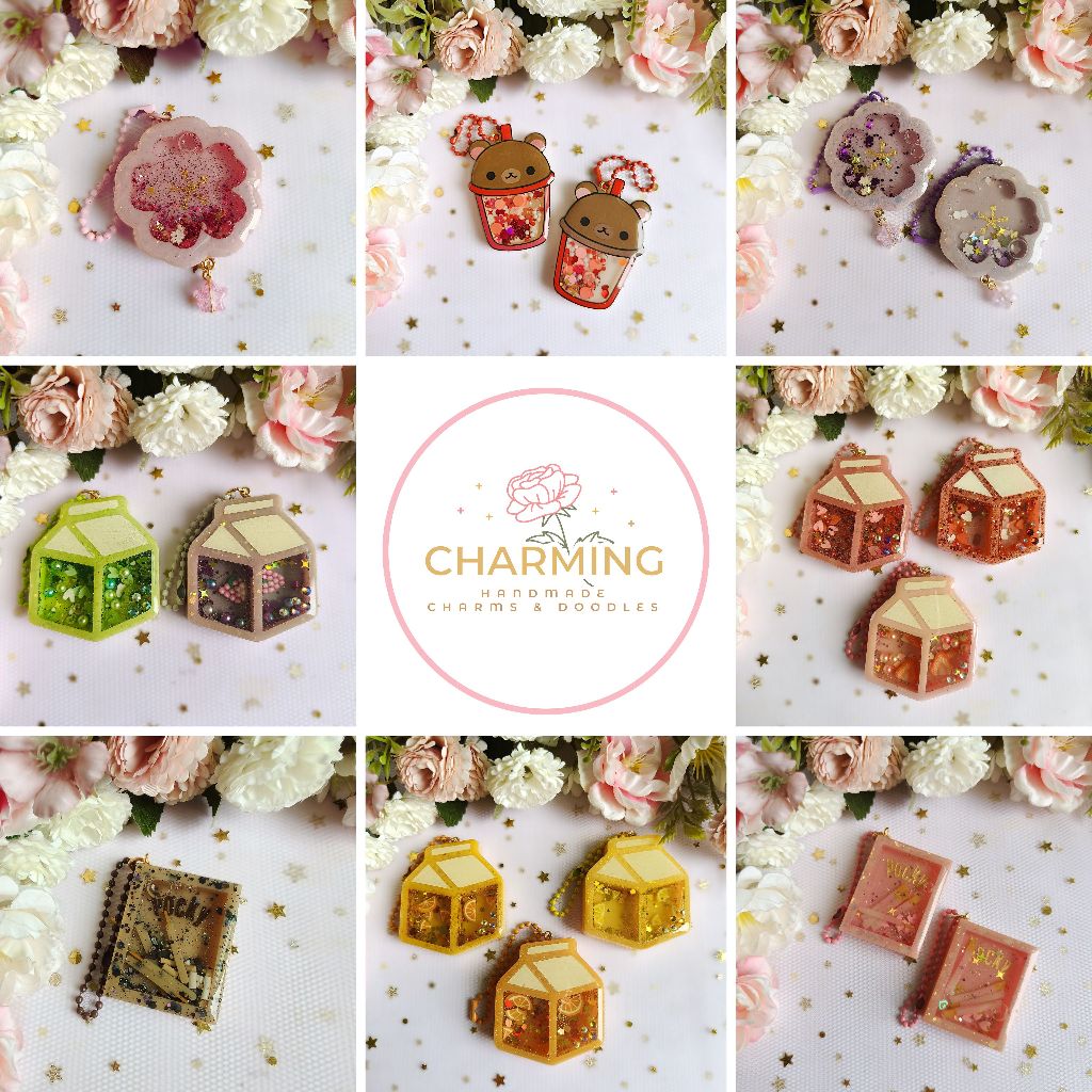 Mini Charms Keychain Handmade Cute Accessories Uv resin Shaker Charm ...