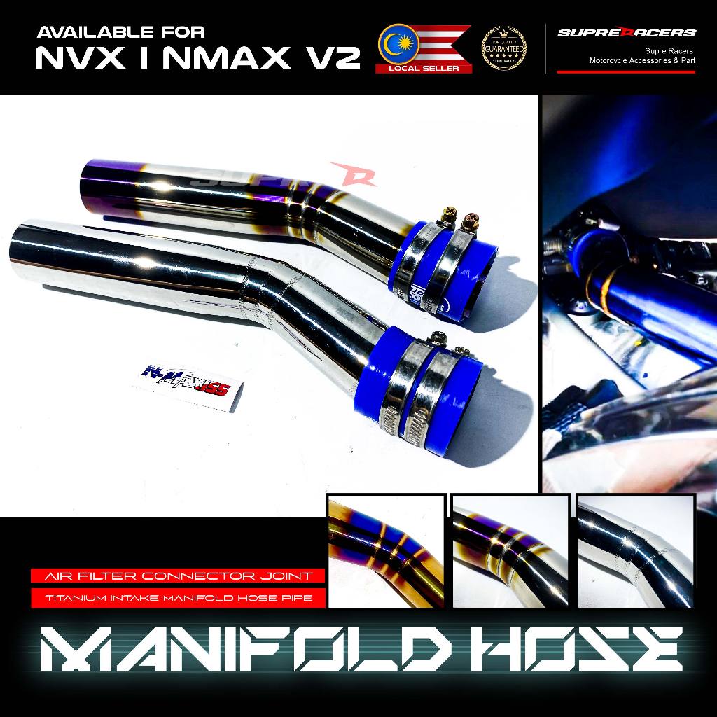 Intake Manifold Hose Pipe IMPORT YAMAHA NVX NMAX 155 V2 Titanium Chrome ...