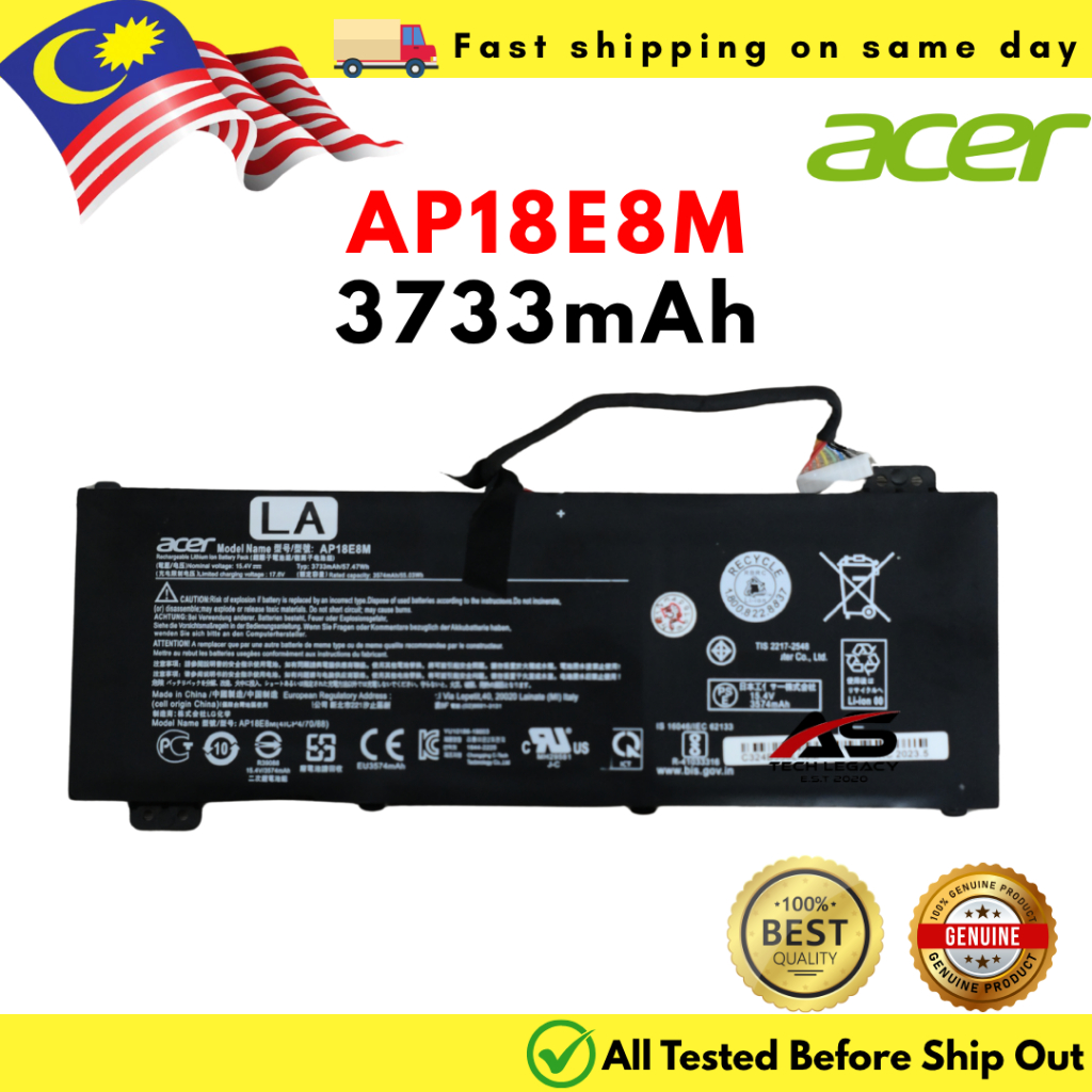 Acer Nitro 5 Battery Replacement Genuine (AP18E8M) – 15.2V 55Wh ...