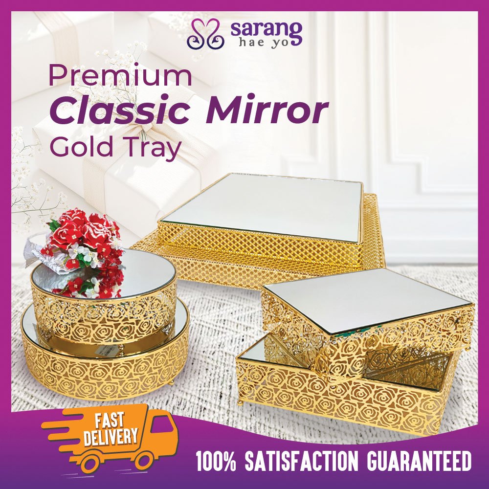 Dulang Hantaran Cermin Emas Klasik Classic Mirror Gold Tray Kenduri ...