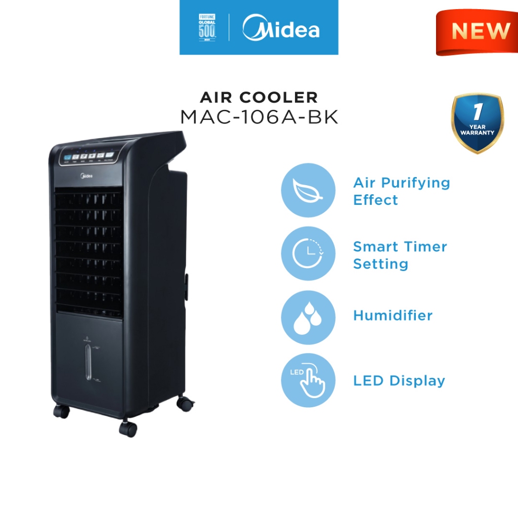 Midea MAC-106A-BK 6L Air Cooler With Remote Control | Shopee Malaysia