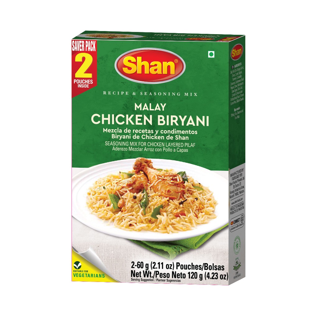 SHAN MALAY CHICKEN BIRYANI 120GM + 1 FREE HIMALAYAN PINK SALT 400 GM ...