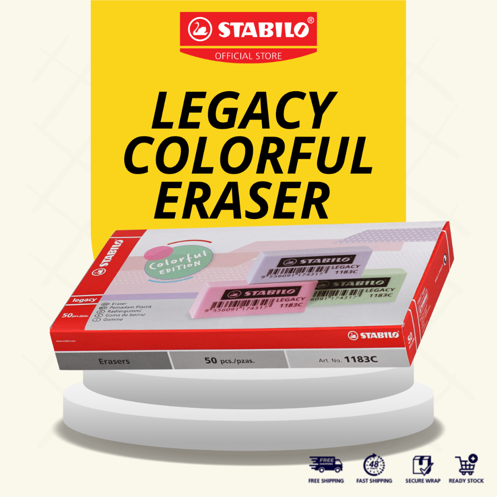 STABILO LEGACY Colorful Eraser Box of 50 PCS | Shopee Malaysia