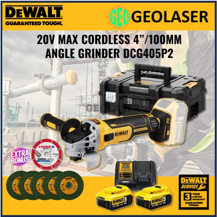 Dewalt DCG405 20V XR Brushless Cordless 100mm Angle Grinder with T-STAK ...