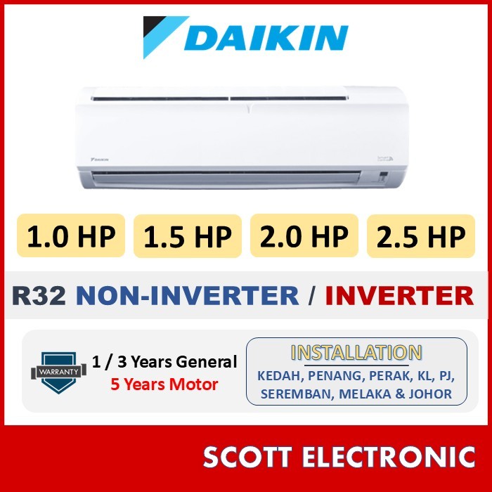 DAIKIN R32 Non Inverter Air Conditioner (1.0hp/1.5hp) FTV-P Aircond Wifi Gin-Ion FTV28PB ...