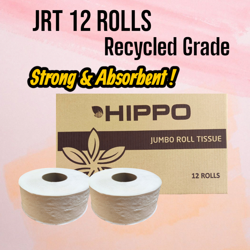 Hippo Jumbo Roll Tissue JRT 12 Rolls Recycled Economy 2 Ply | Shopee ...