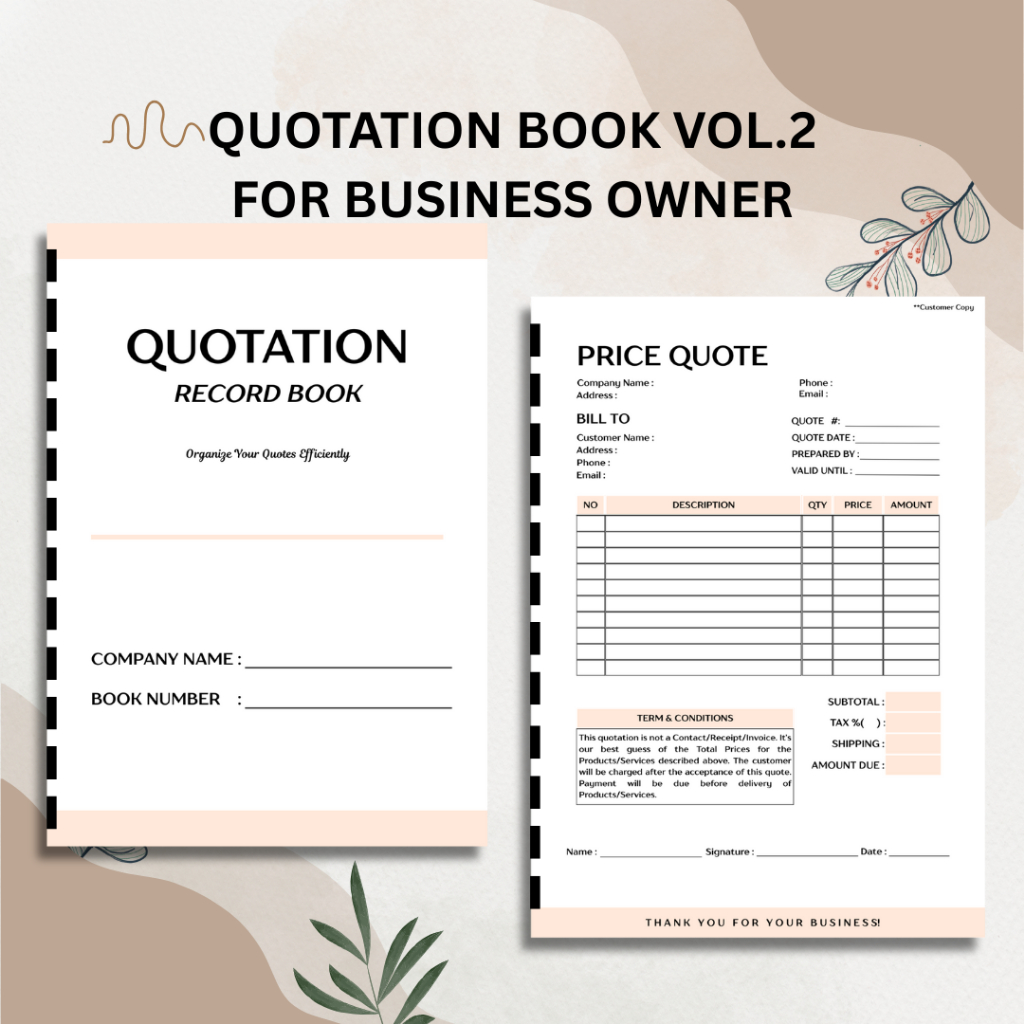 Quotation Book Vol.2 For Business Owner | 40 Pages | A4 Paper Size ...