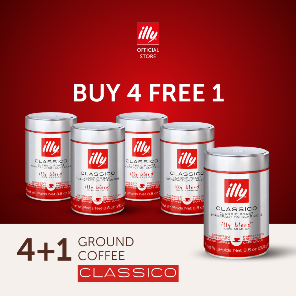 (Buy 4 Free 1) illy Ground Coffee Espresso Classico - Medium Roast / Intenso Coffee – Dark Roast ...