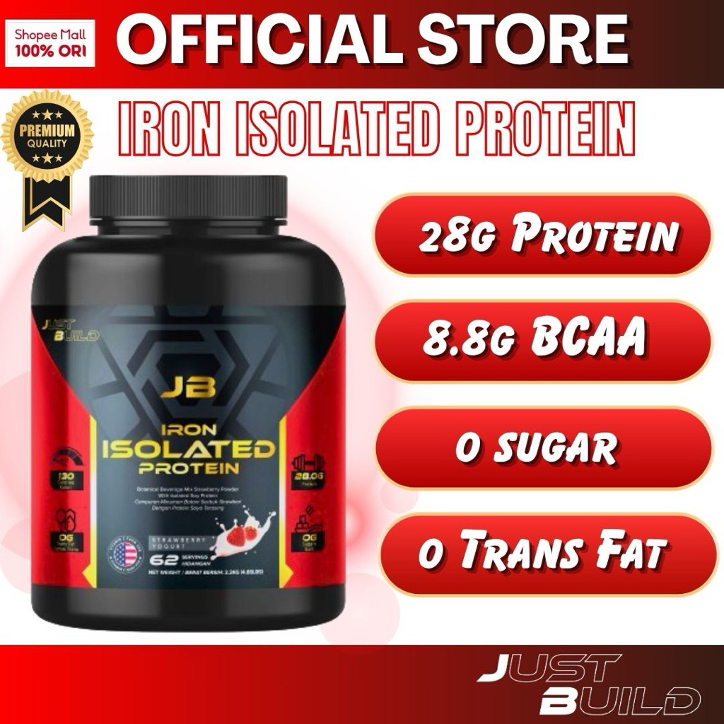 JB Just Build Iron Isolated Protein - Strawberry Yogurt (2.2kg x 62 ...