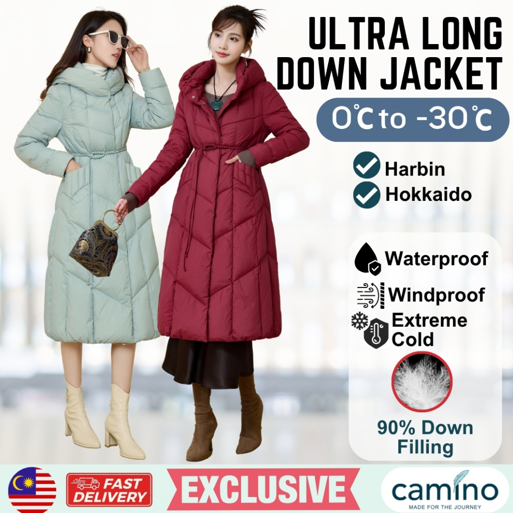 Winter Puffer Down Jacket for -30Celcius Long Warm Over Knee Length ...