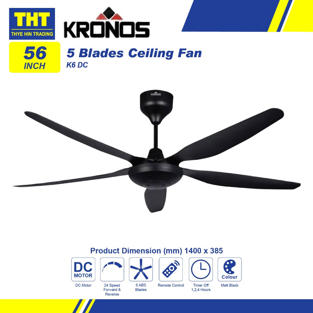 KRONOS K6DC/ K6 Baby DC Motor 56" /40'' 5 Blades 12 Speed SIRIM Remote ...