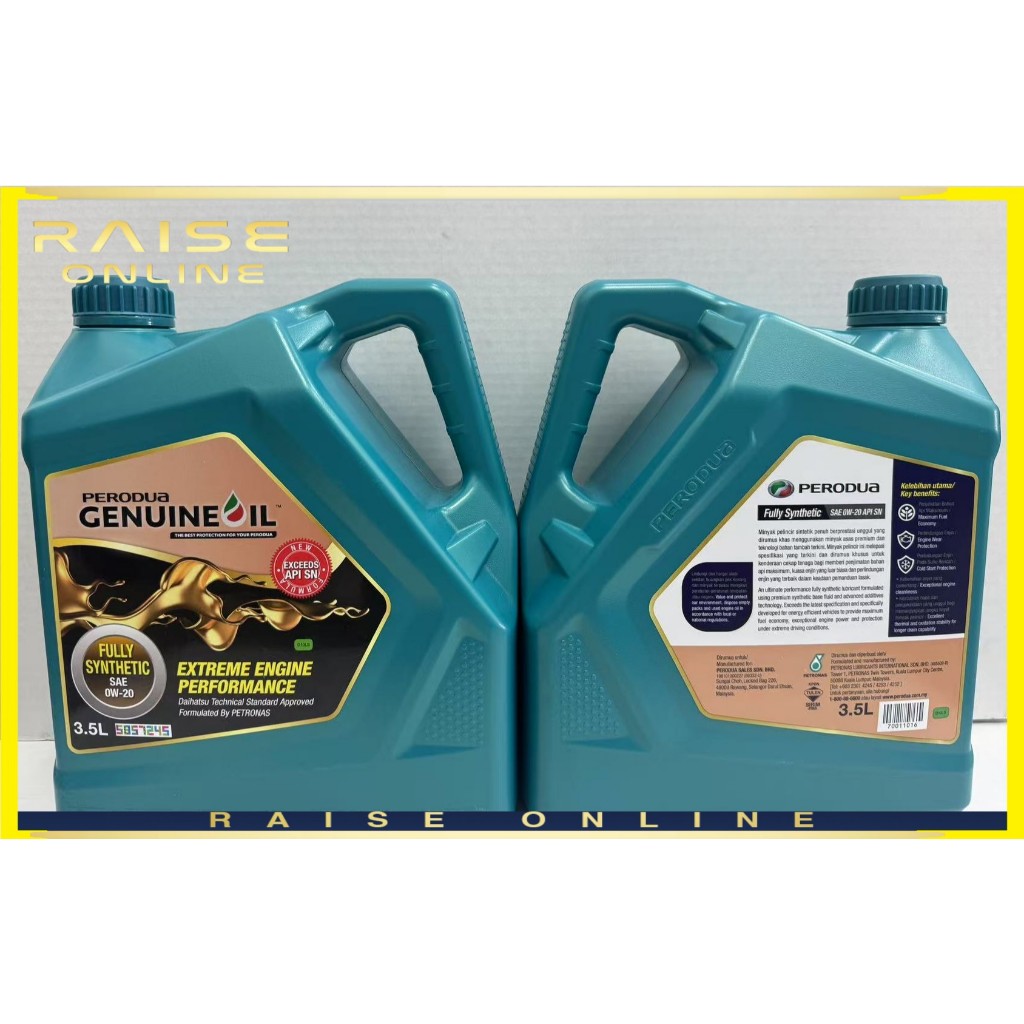 ORI Perodua 0w20 3.5L Fully Synthetic Engine Oil 0w-20 Minyak Hitam ...