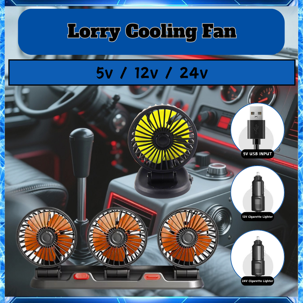 Gbs Truck Lorry Cooling Fan Angin Kuat Kipas Lori 12v 24v Usb 360 ...