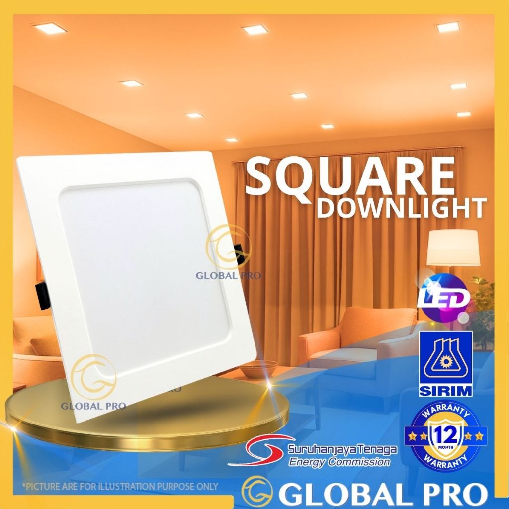 [SIRIM] SQUARE LED Downlight Lampu Siling Ruang Tamu Ceiling LED Light ...